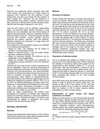 Synthesis and Characterization of Polymeric Drug Binder from Tobacco ...