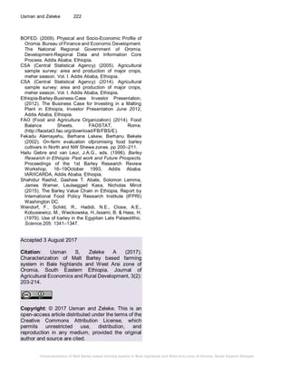 Characterization of Malt Barley based farming system in Bale highlands ...