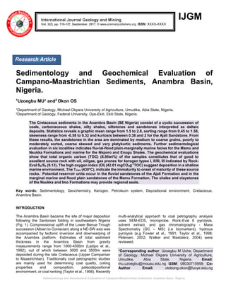 Sedimentology and Geochemical Evaluation of Campano-Maastrichtian ...