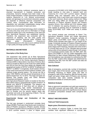Adaptation Trial of Improved Perennial Grass Varieties/Accessions at ...