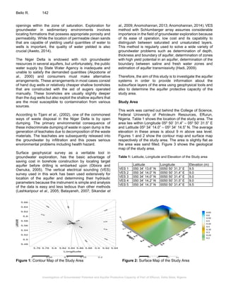 Investigation of Groundwater Potential and Aquifer Protective Capacity ...