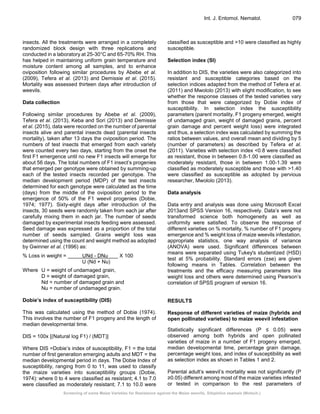 Screening of some Maize Varieties for Resistance against the Maize ...