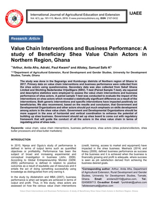 Value Chain Interventions and Business Performance: A study of ...