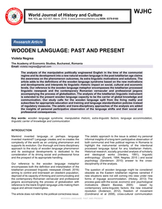 WOODEN LANGUAGE: PAST AND PRESENT | PDF