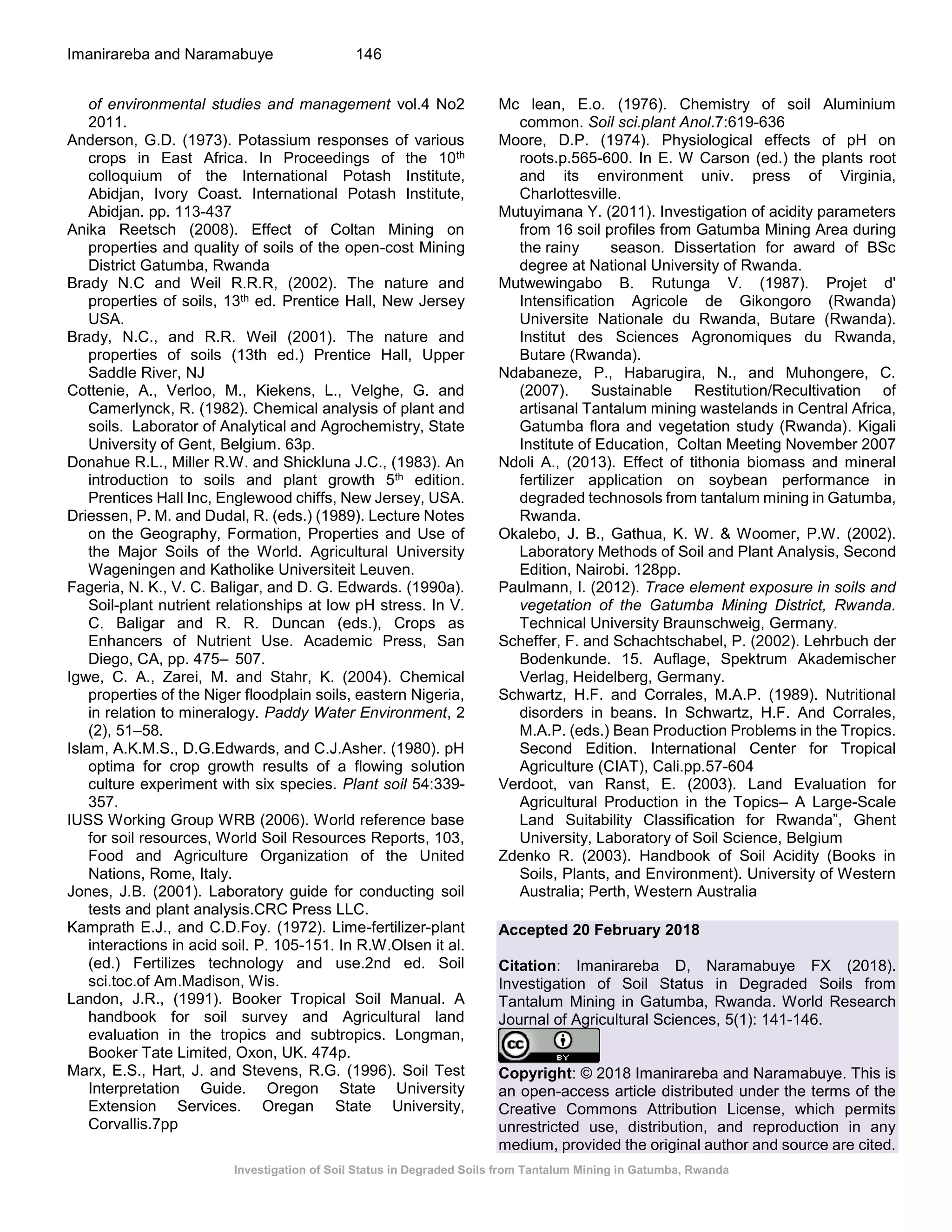 Investigation of Soil Status in Degraded Soils from Tantalum Mining in ...