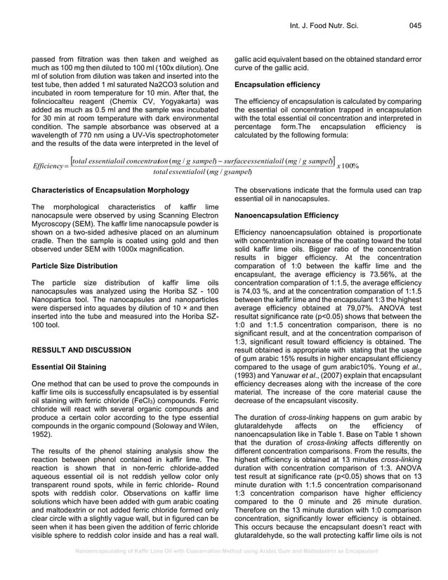 Nanoencapsulating of Kaffir Lime Oil with Coacervation Method using ...