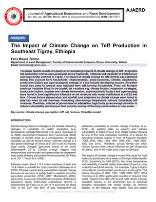 The Impact of Climate Change on Teff Production in Southeast Tigray, Ethiopia | PDF