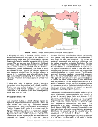 The Impact of Climate Change on Teff Production in Southeast Tigray ...