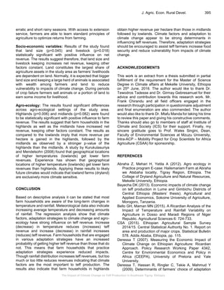 The Impact of Climate Change on Teff Production in Southeast Tigray, Ethiopia | PDF