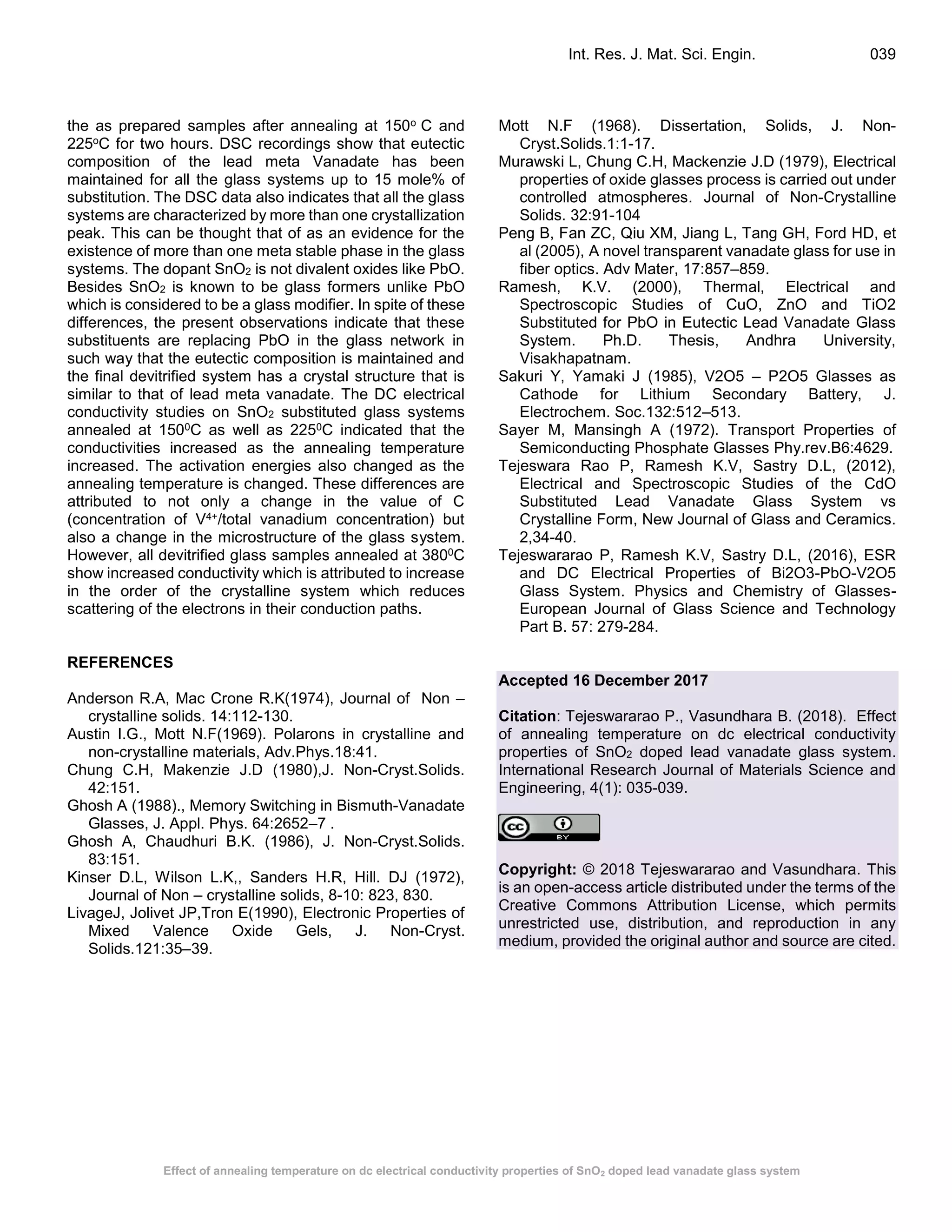 Effect of annealing temperature on dc electrical conductivity ...