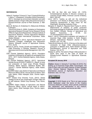 Pre-Scaling up of Improved Finger Millet Technologies: The Case of Daro Lebu and Habro Districts ...