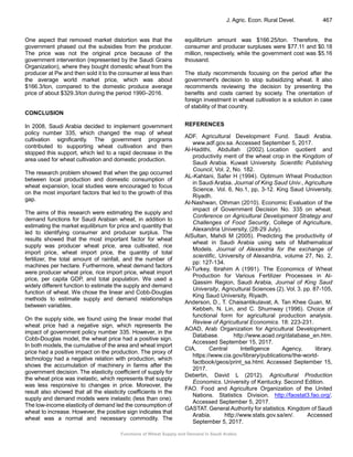 Functions of Wheat Supply and Demand in Saudi Arabia | PDF