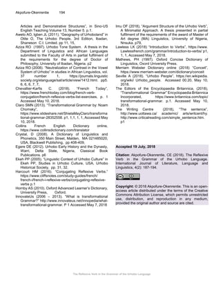 The Reflexive Verb in the Grammar of the Urhobo Language | PDF