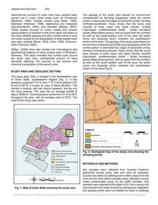 Geochemical Survey, Health and Environmental Implication of Trace Elements in Soil Samples from ...