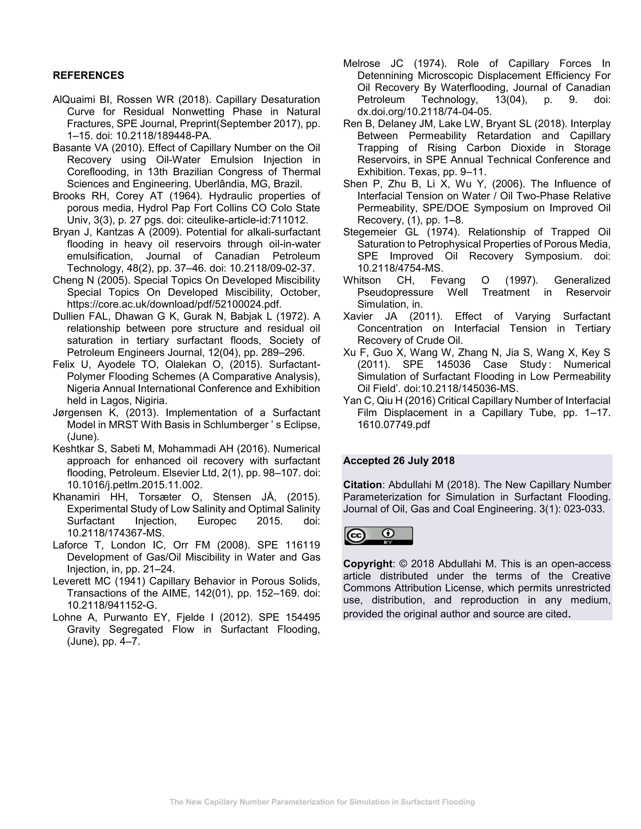 The New Capillary Number Parameterization for Simulation in Surfactant Flooding | PDF