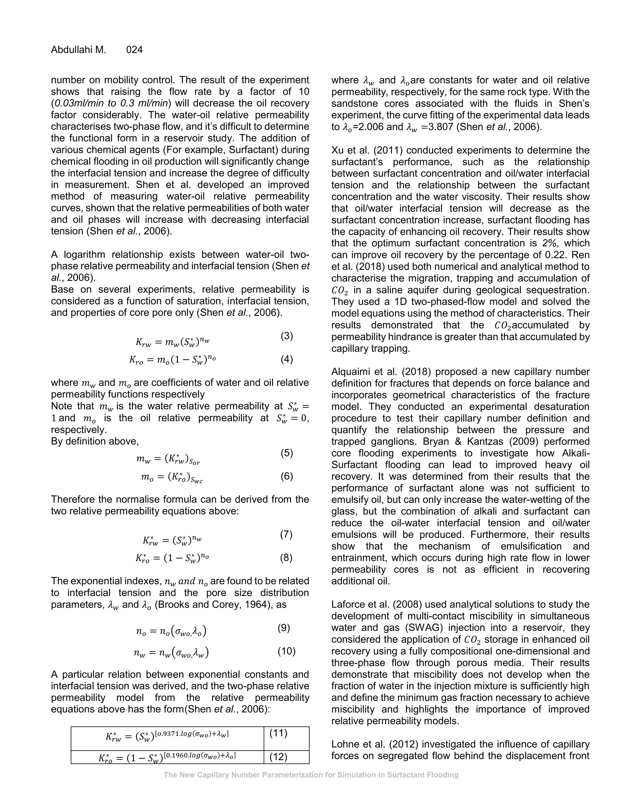 The New Capillary Number Parameterization for Simulation in Surfactant Flooding | PDF