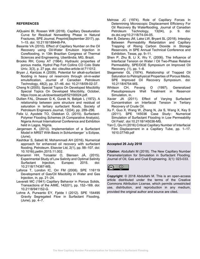 The New Capillary Number Parameterization for Simulation in Surfactant ...