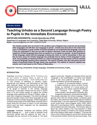 Teaching Urhobo as a Second Language through Poetry to Pupils in the ...