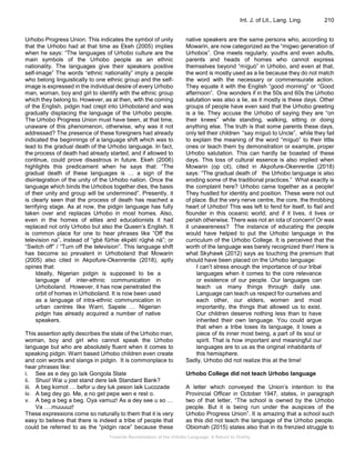 Towards Revitalization of the Urhobo Language: A Return to Orality | PDF