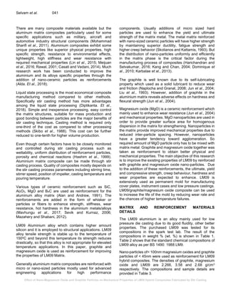 Effect of Nano-Magnesium Oxide and Graphite Particles on Mechanical Properties of LM09 Hybrid ...