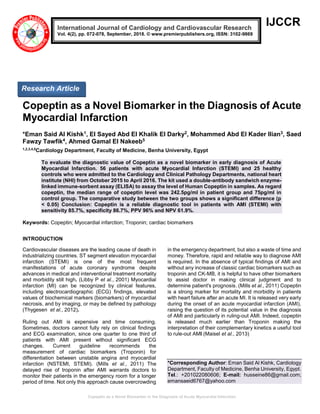 Copeptin as a Novel Biomarker in the Diagnosis of Acute Myocardial Infarction Pdf | PDF | Heart ...