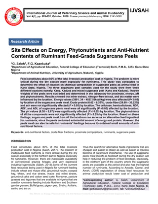 Site Effects on Energy, Phytonutrients and Anti-Nutrient Contents of Ruminant Feed-Grade ...