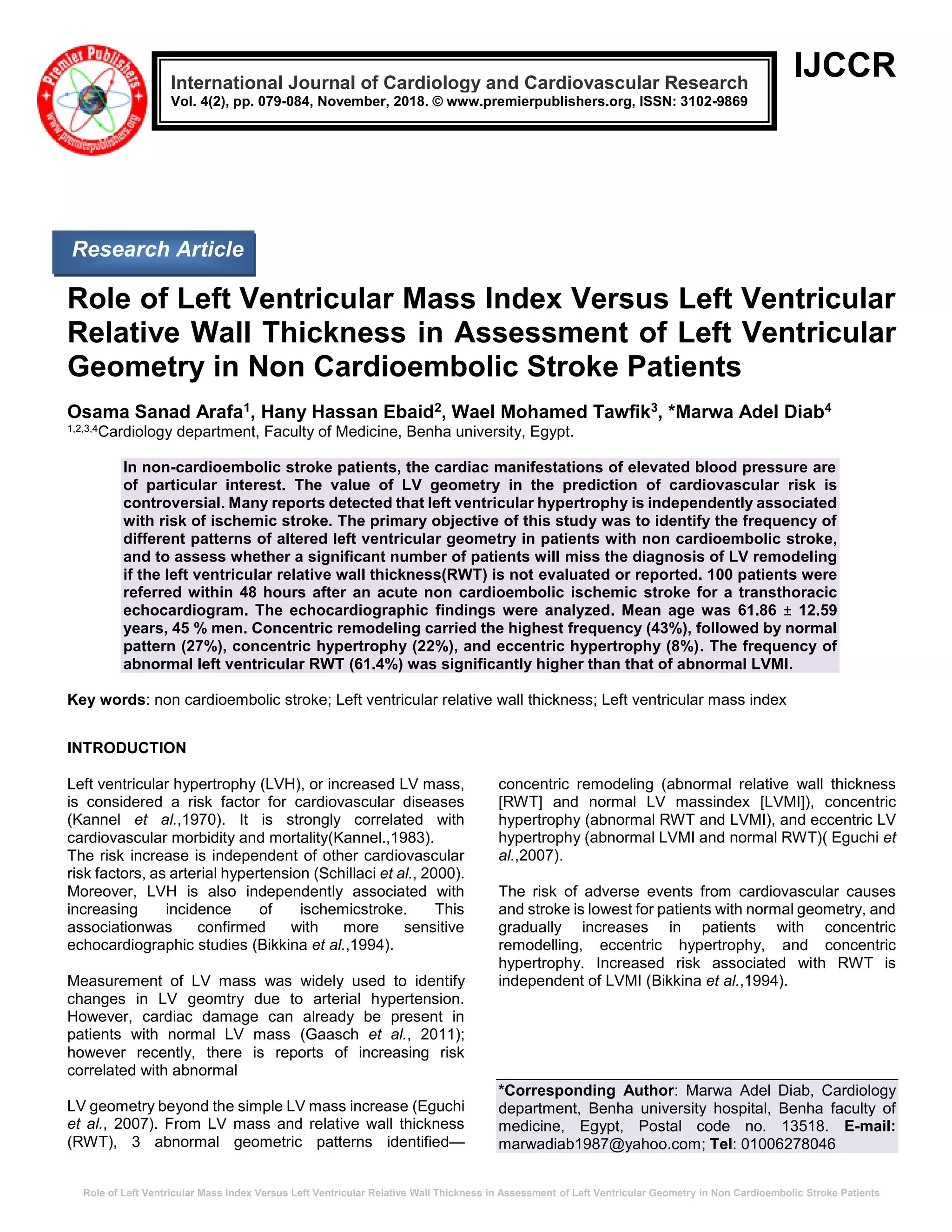 Role of Left Ventricular Mass Index Versus Left Ventricular Relative ...
