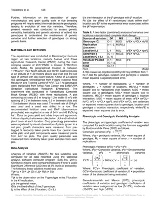 Genetic Variability, Heritability and Genetic Advance Analysis in ...