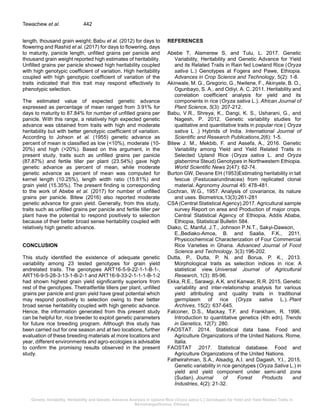 Genetic Variability, Heritability and Genetic Advance Analysis in Upland Rice (Oryza sativa L ...