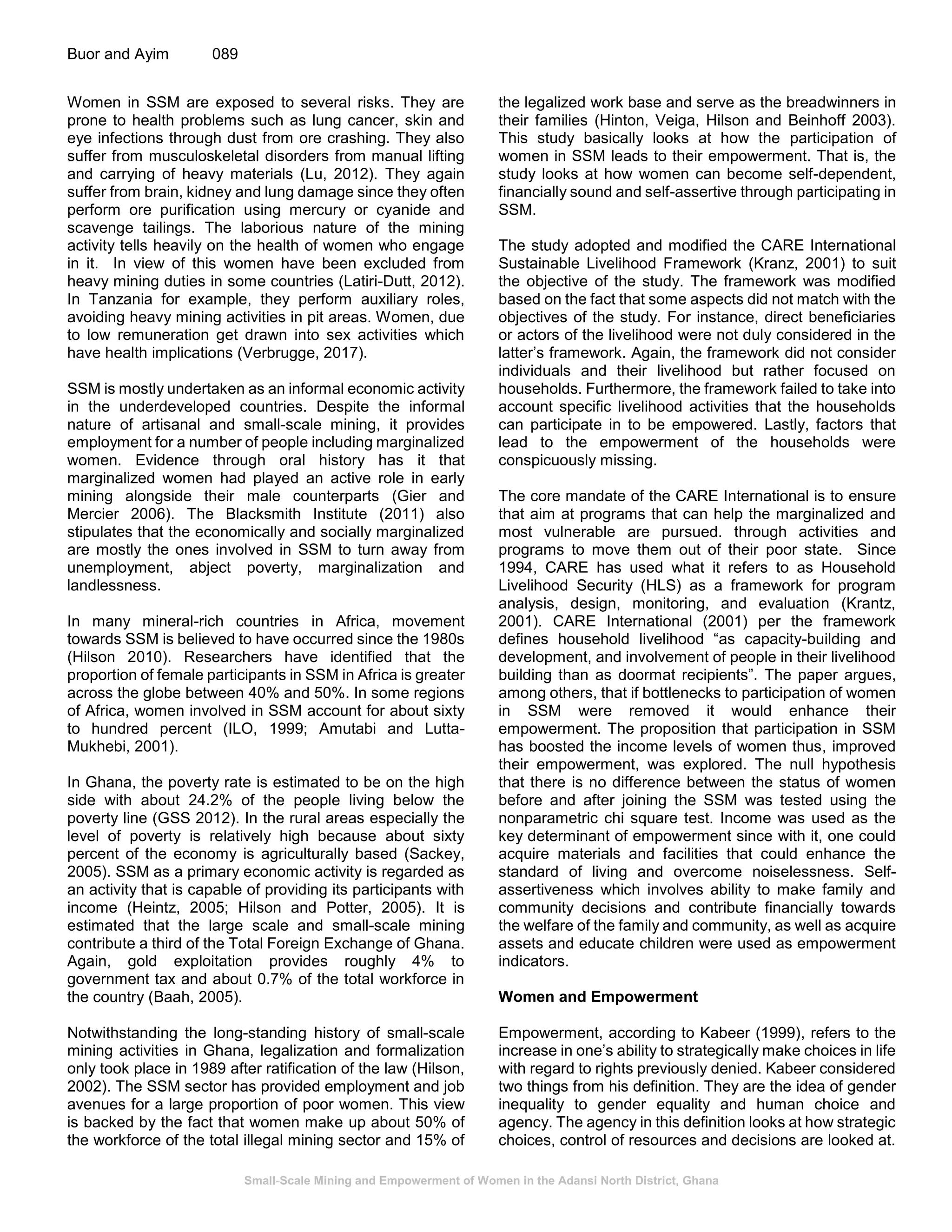 Small-Scale Mining and Empowerment of Women in the Adansi North ...