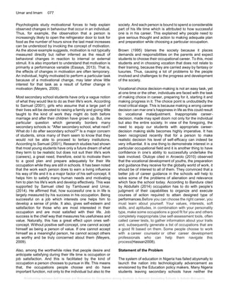 Relationship between Self-Concept and Motivation for Occupation among Students in Selected ...