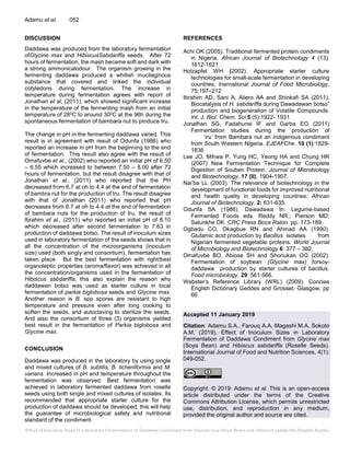 Effect of Inoculum Sizes in Laboratory Fermentation of Daddawa ...