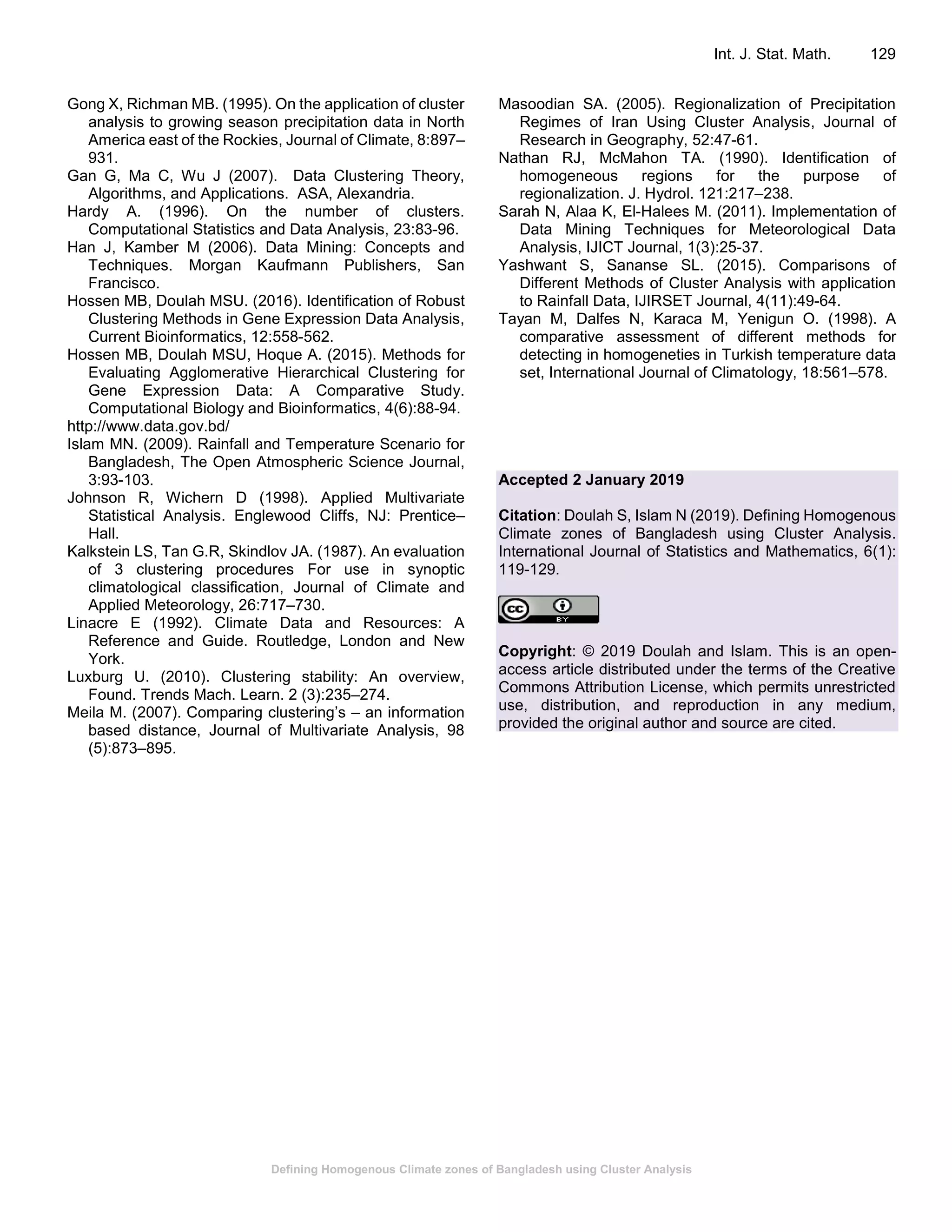 Defining Homogenous Climate zones of Bangladesh using Cluster Analysis | PDF