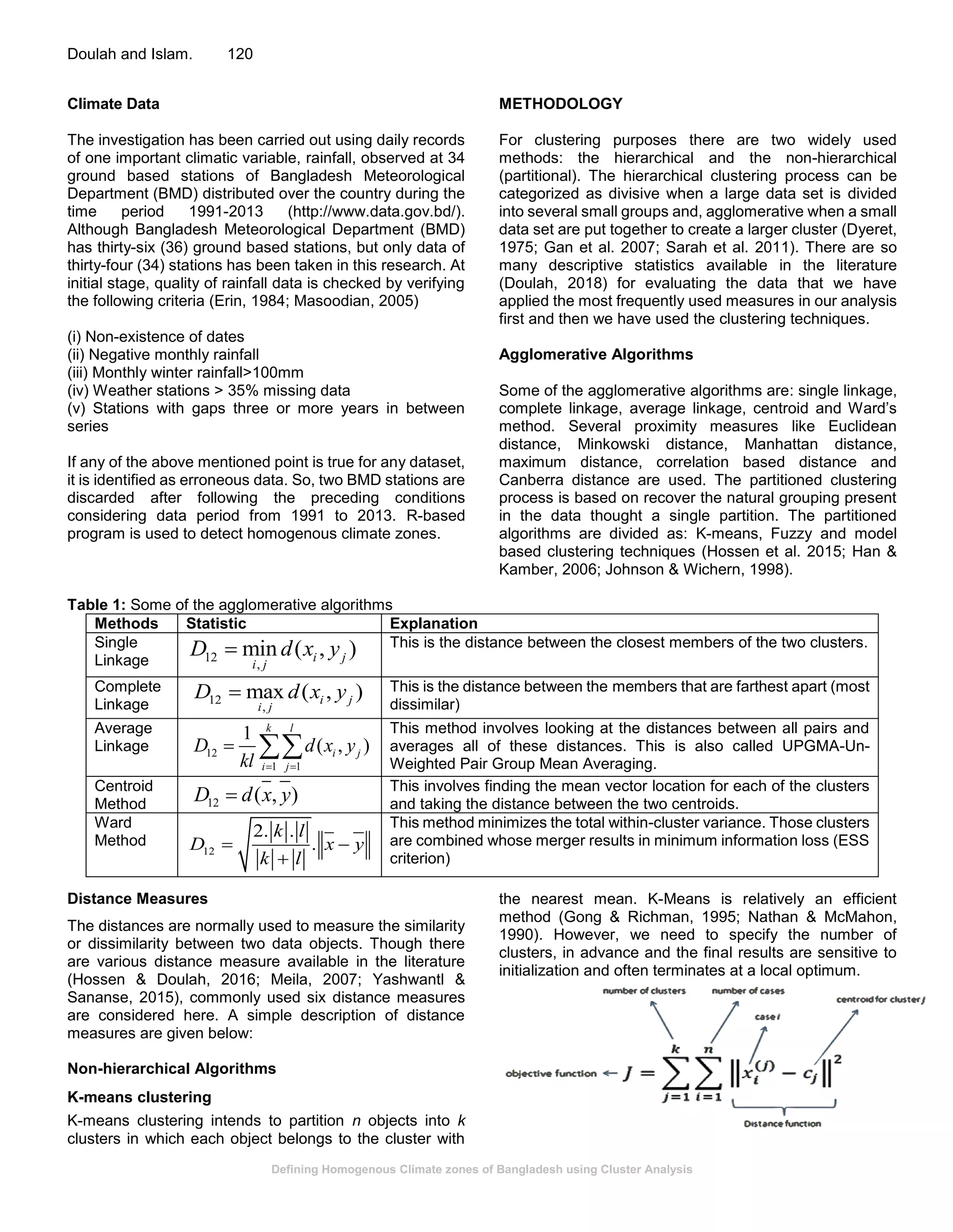 Defining Homogenous Climate zones of Bangladesh using Cluster Analysis | PDF