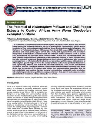 The Potential of Heliotropium indicum and Chili Pepper Extracts to ...