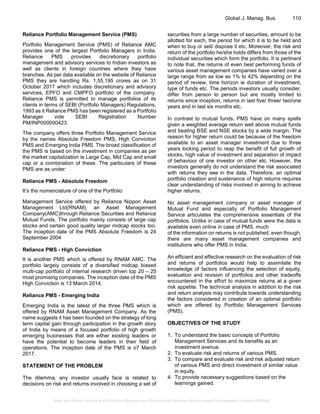 Risk and Return Analysis of Portfolio Management Services of Reliance ...