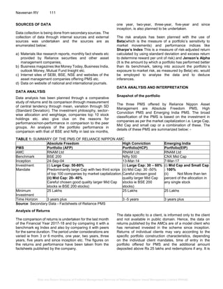 Risk and Return Analysis of Portfolio Management Services of Reliance ...