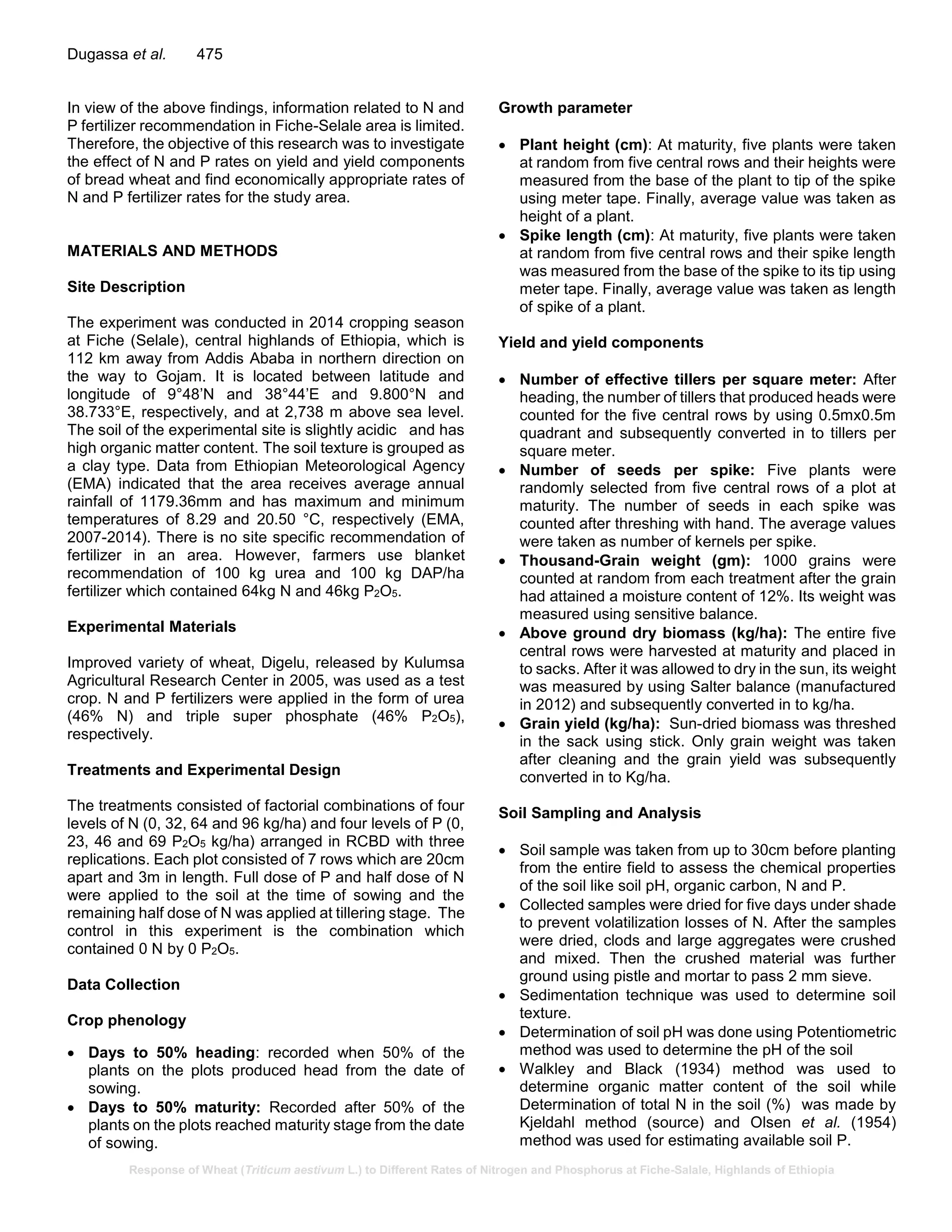 Response of Wheat (Triticum aestivum L.) to Different Rates of Nitrogen ...