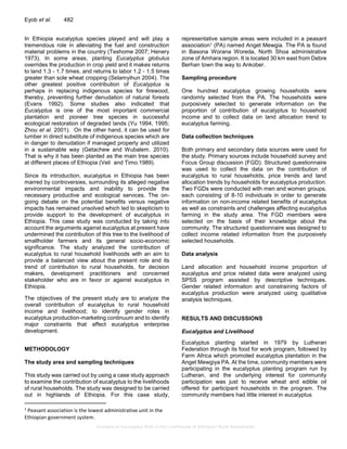 Analysis of Eucalyptus Role in the Livelihoods of Ethiopian Rural Households | PDF