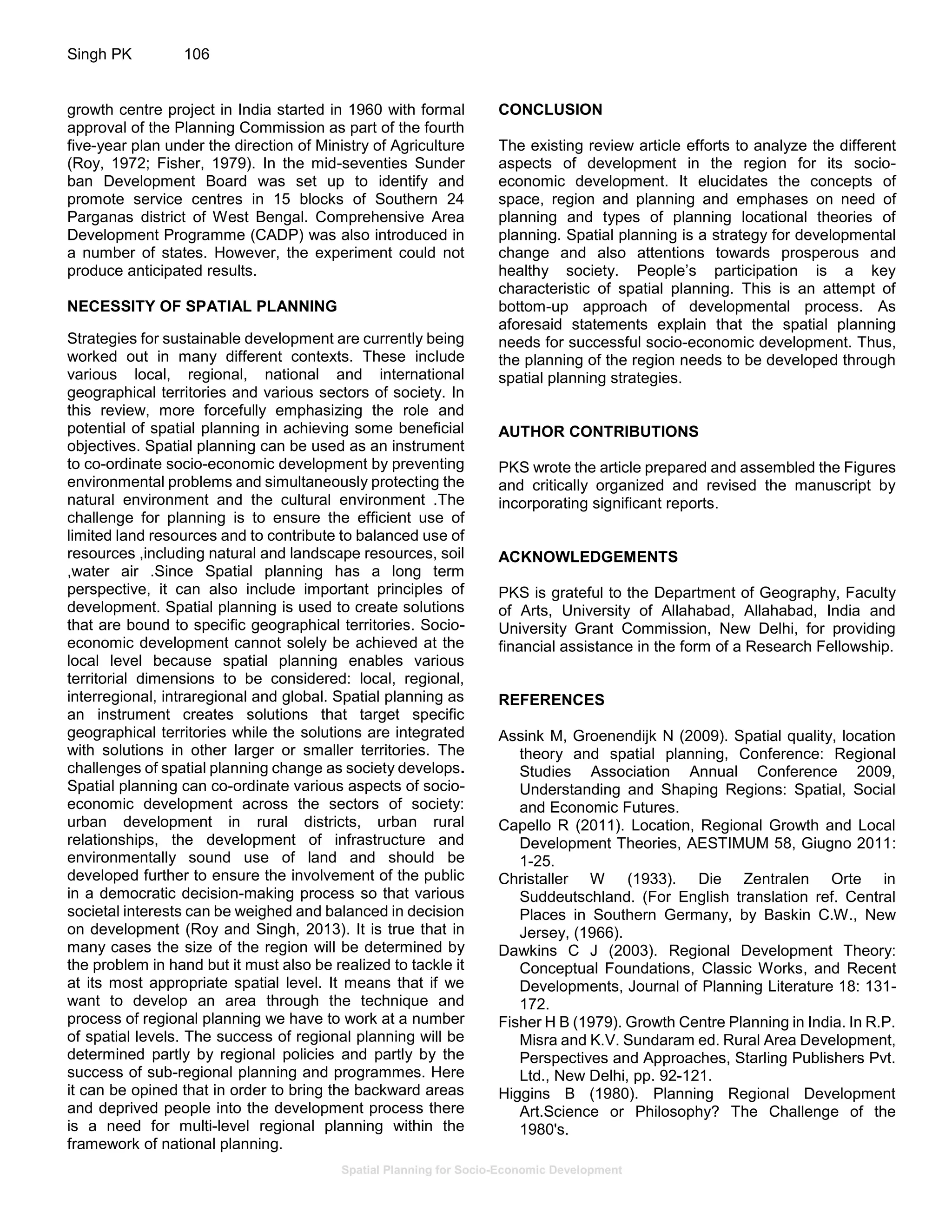 Spatial Planning for Socio-Economic Development | PDF