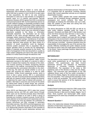 Current Awareness Services and Utilization of Information Resources in ...
