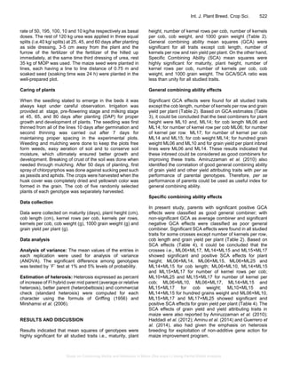 Study on Combining Ability and Heterosis in Maize (Zea mays l.) Using ...
