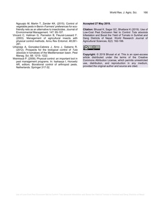 Use of Low-Cost Pest Exclusion Net to Control Tuta absoluta Infestation ...