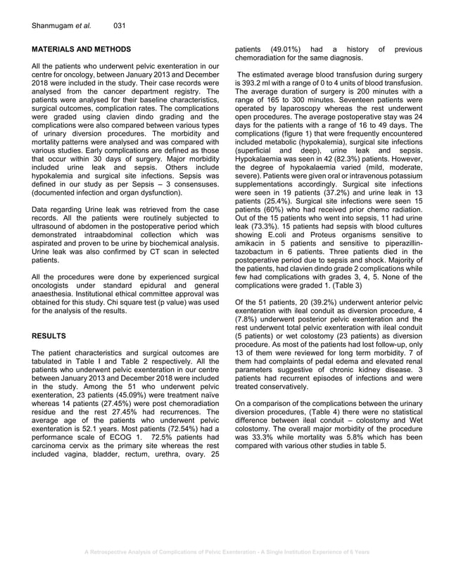 A Retrospective Analysis of Complications of Pelvic Exenteration - A ...