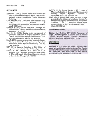 Assessment of Supply Chain Management of Sesame Seed in Pakokku ...