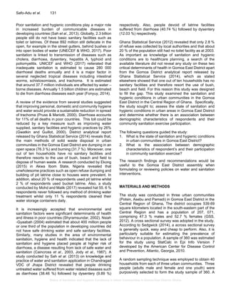 Status of Sanitation and Hygienic Conditions in Urban Communities in ...