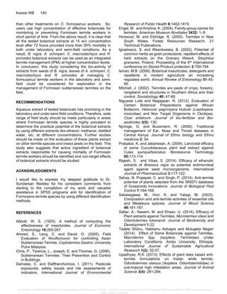 Evaluation of Selected Botanical Extracts against Subterranean Termite, Coptotermes formosanus ...