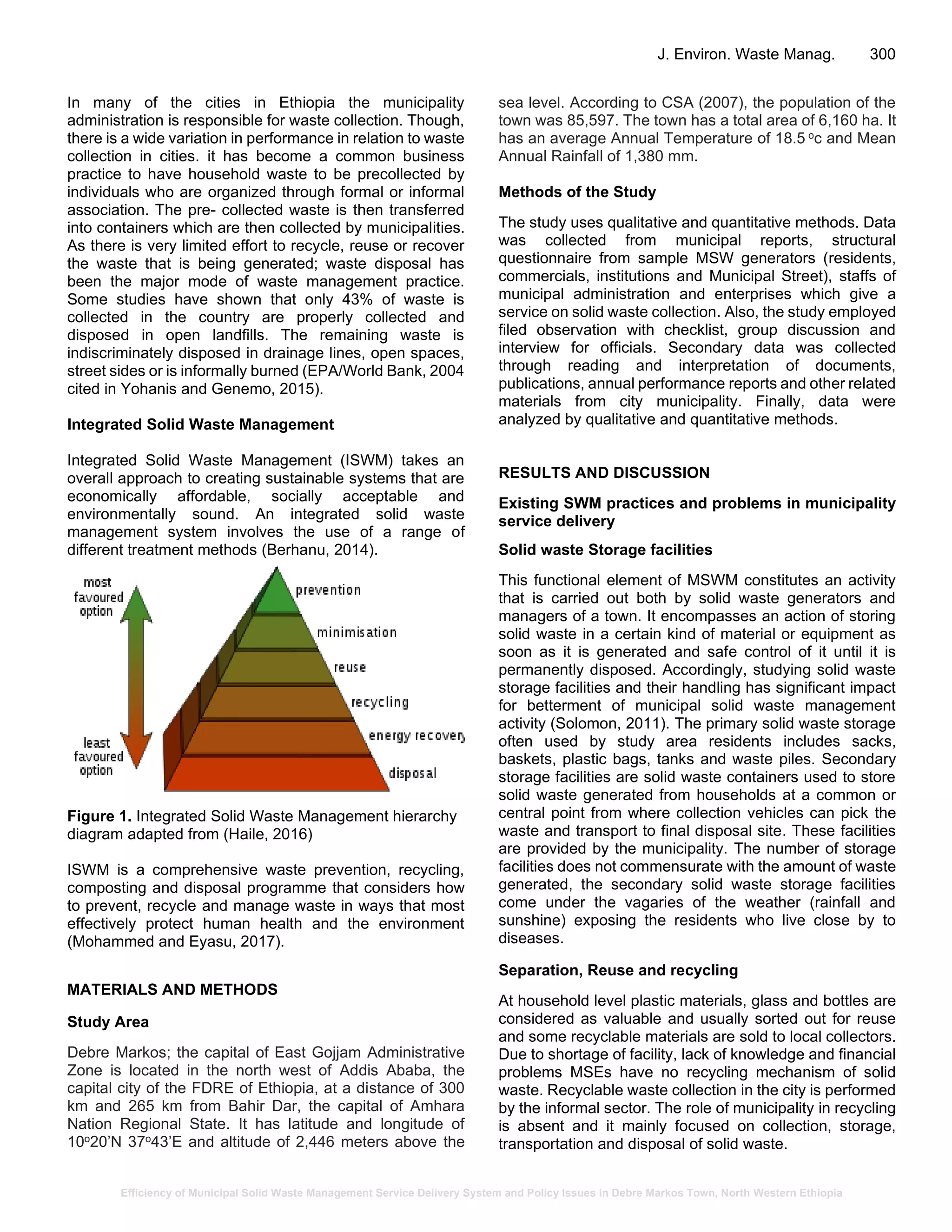 Efficiency of Municipal Solid Waste Management Service Delivery System ...
