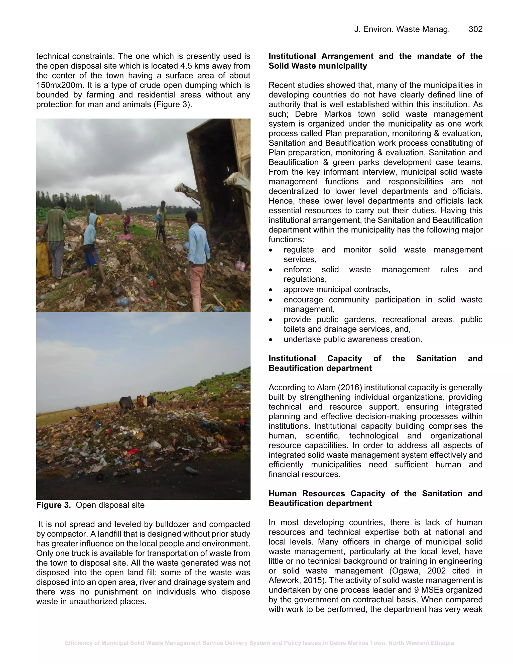 Efficiency of Municipal Solid Waste Management Service Delivery System ...