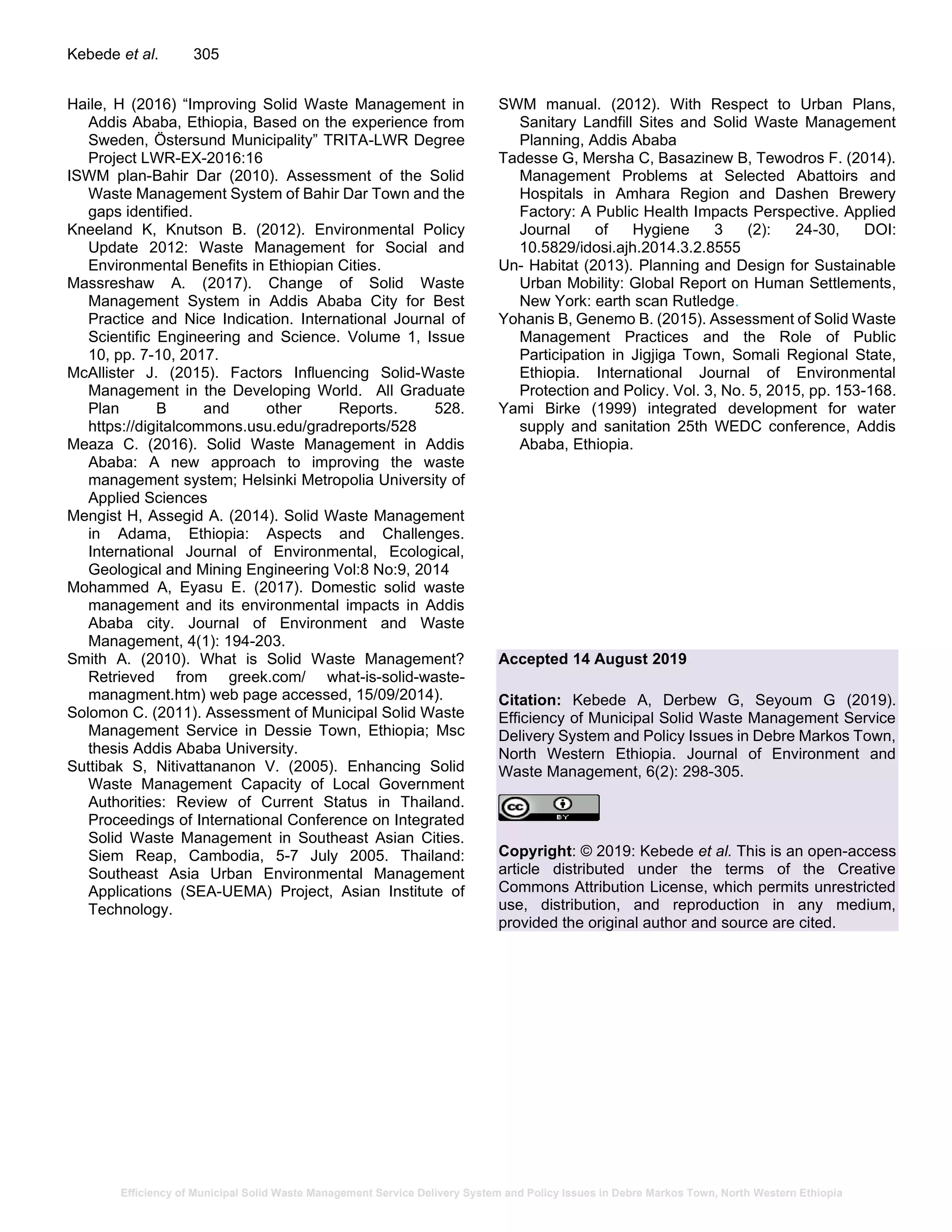 Efficiency of Municipal Solid Waste Management Service Delivery System ...